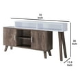 2 Tier Console Table with 4 Compartments and Cabinets White and Brown ...