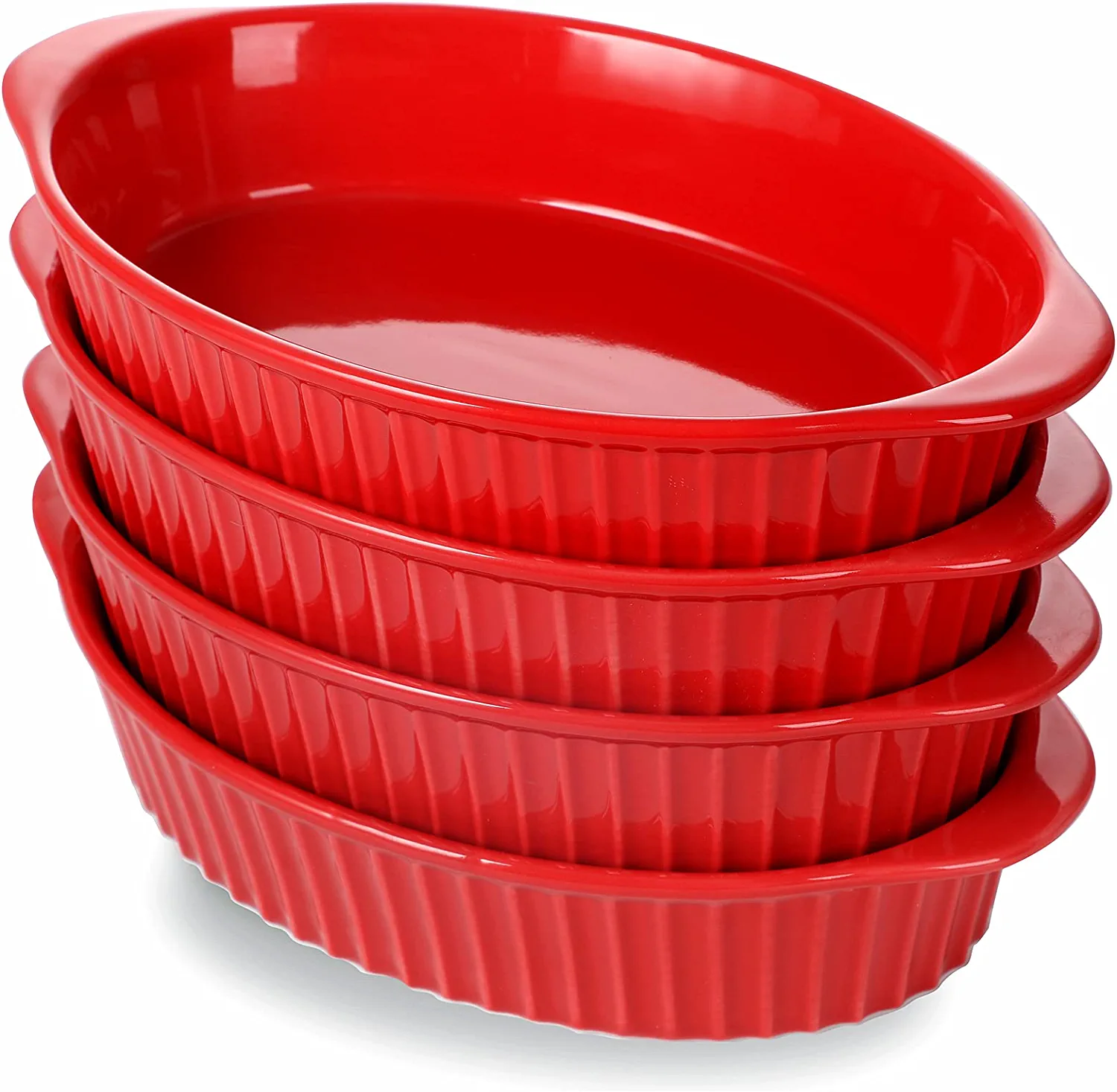 Porcelain Small Oval Au Gratin Pans,Set of 4 Baking Dish Set for 1 or 2 ...