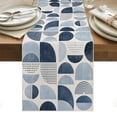 Abstract Semicircles Table Runner, Boho Art Modern Denim Blue ...