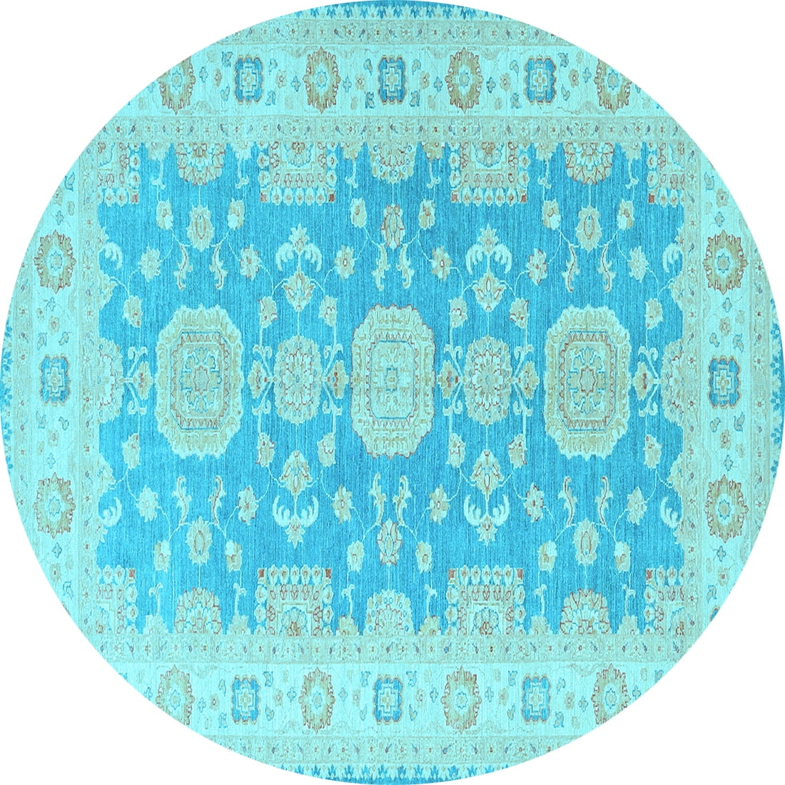 Ahgly Company Indoor Round Oriental Light Blue Traditional Area Rugs, 5 ...