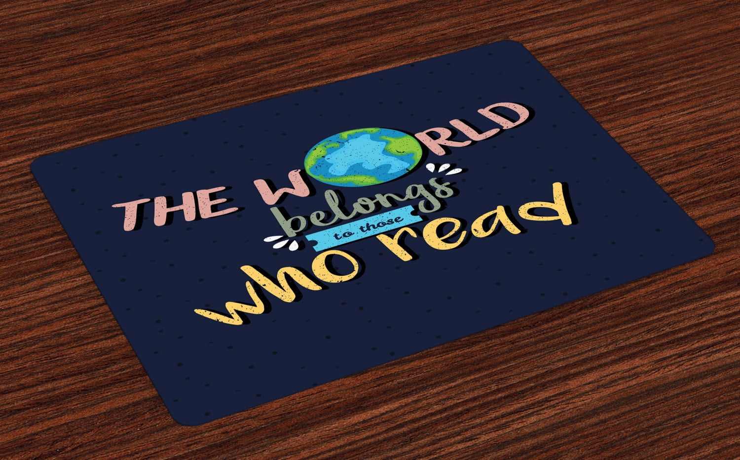 Ambesonne Book Place Mats Set of 4, World Belongs to Readers, Standard ...