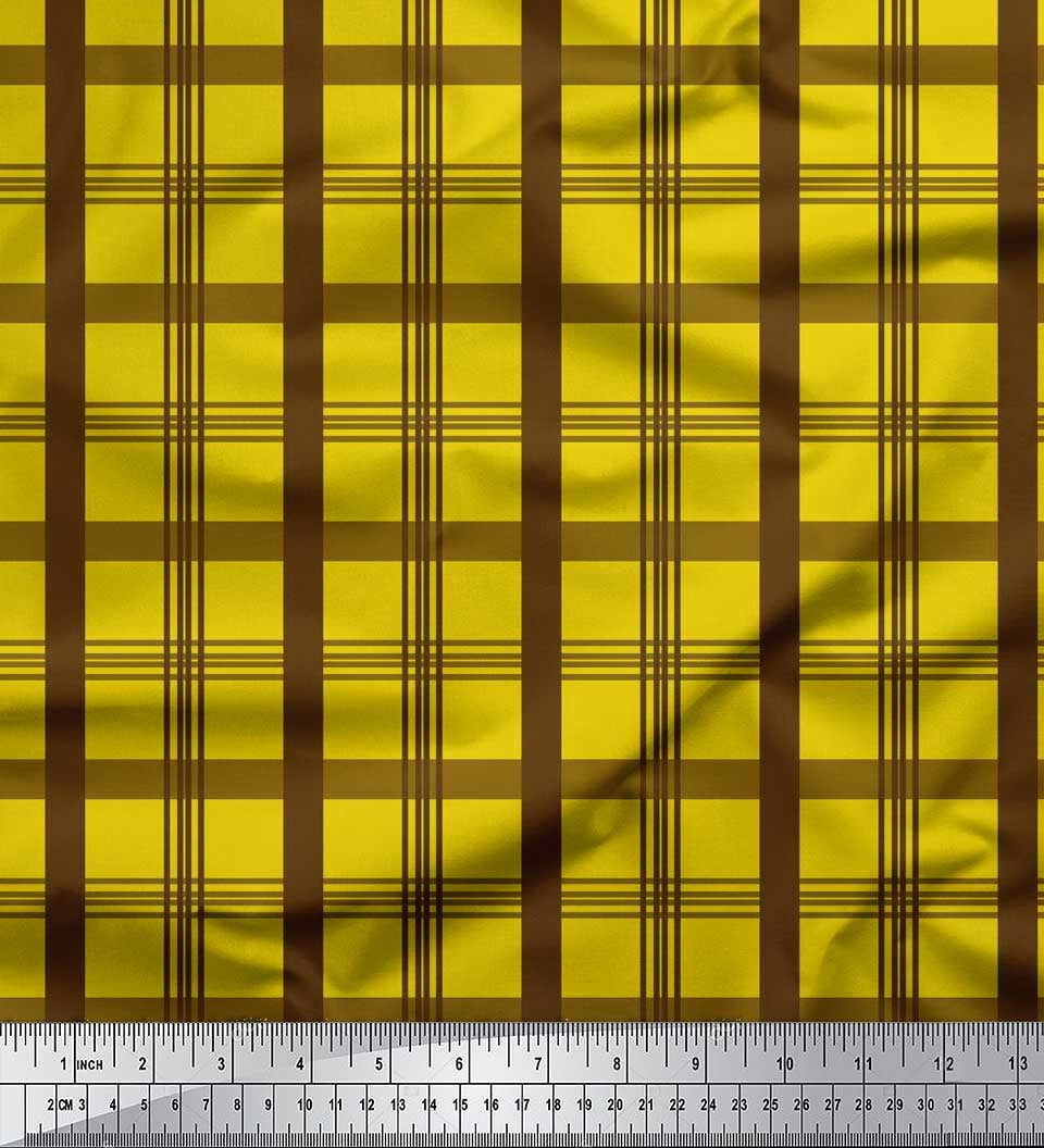 Soimoi Satin Silk Fabric Check Check Print Fabric by Yard 42 Inch Wide ...