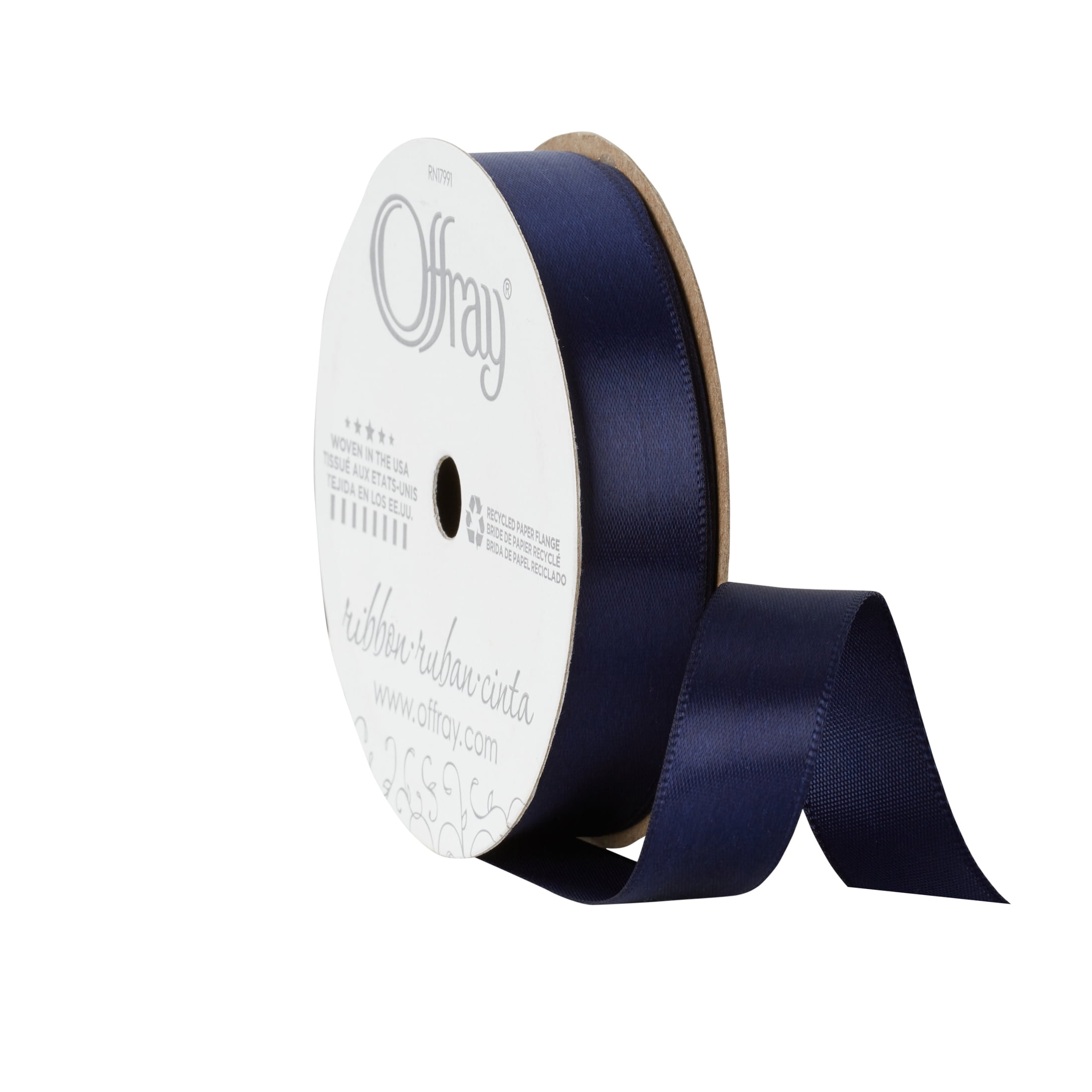 Offray Ribbon Navy Blue 5 8 inch Single Face Satin Polyester Ribbon 18 ...