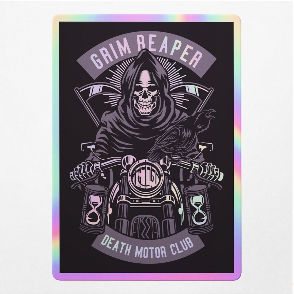 Angdest Club Holographic Decal Stickers Of Grim Reaper Motorcycle ...