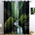 Forest Stream Blackout Curtains, Misty Moss Rock Nature Window Drapes ...