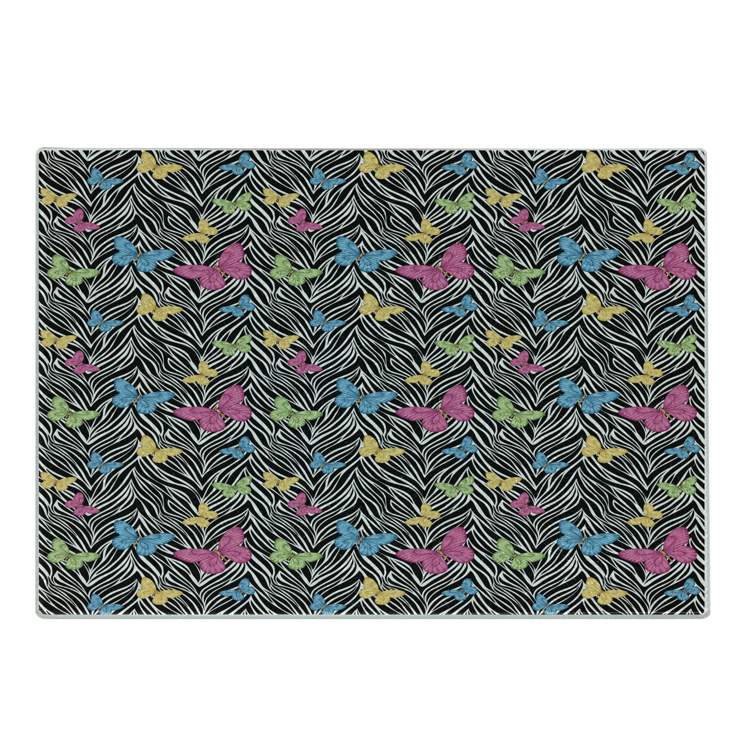 Zebra Print Cutting Board, Colorful Butterflies on Zebra Abstract Print ...