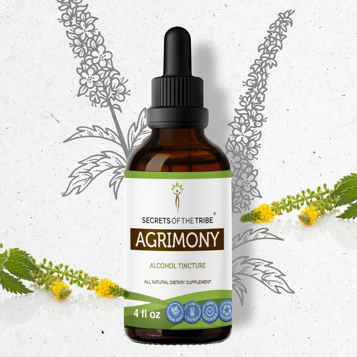 Agrimony Tincture Alcohol Extract, Organic Agrimony (Agrimonia ...