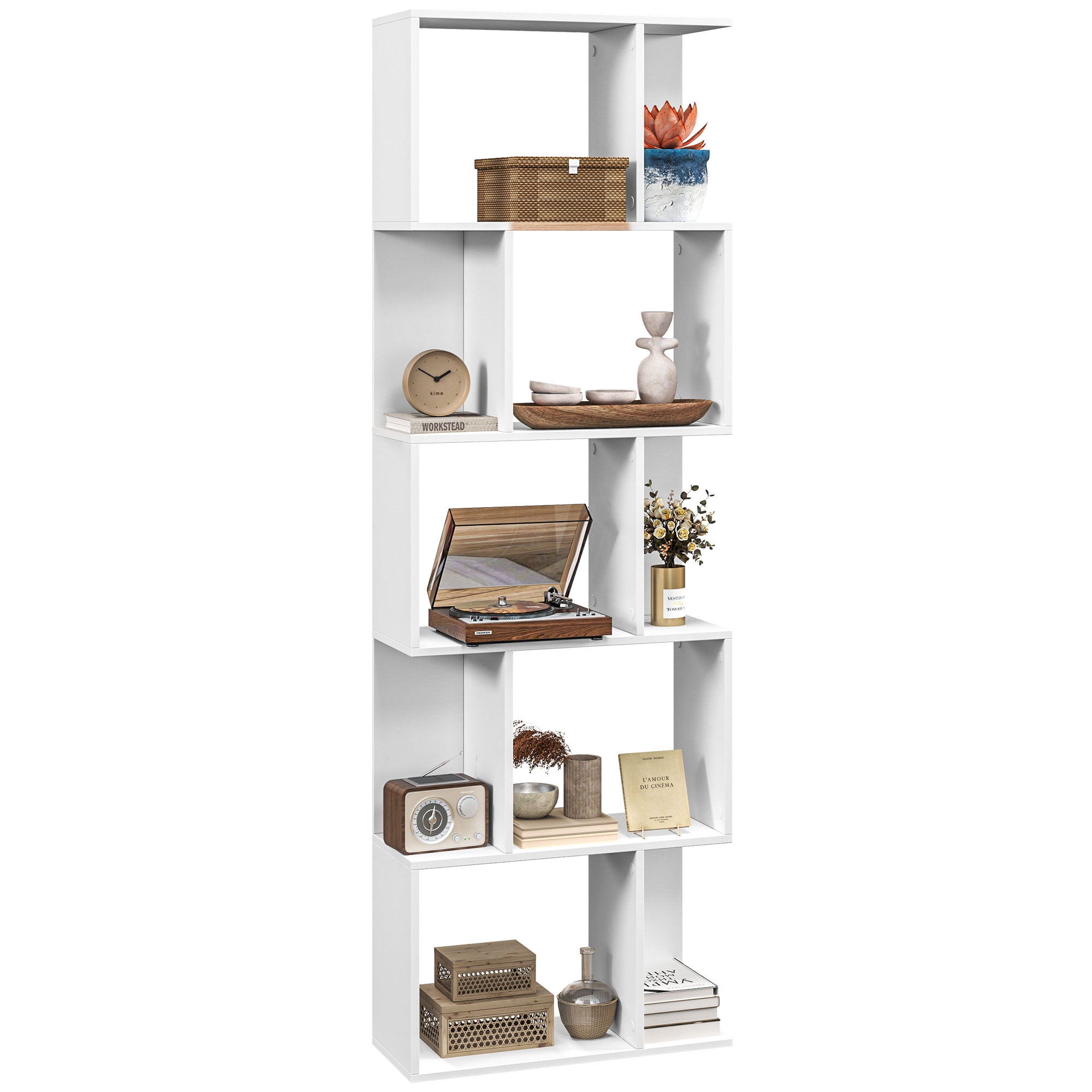 Click here for Homcom Geometric Bookcase  5-Tier S Shaped Bookshe... prices