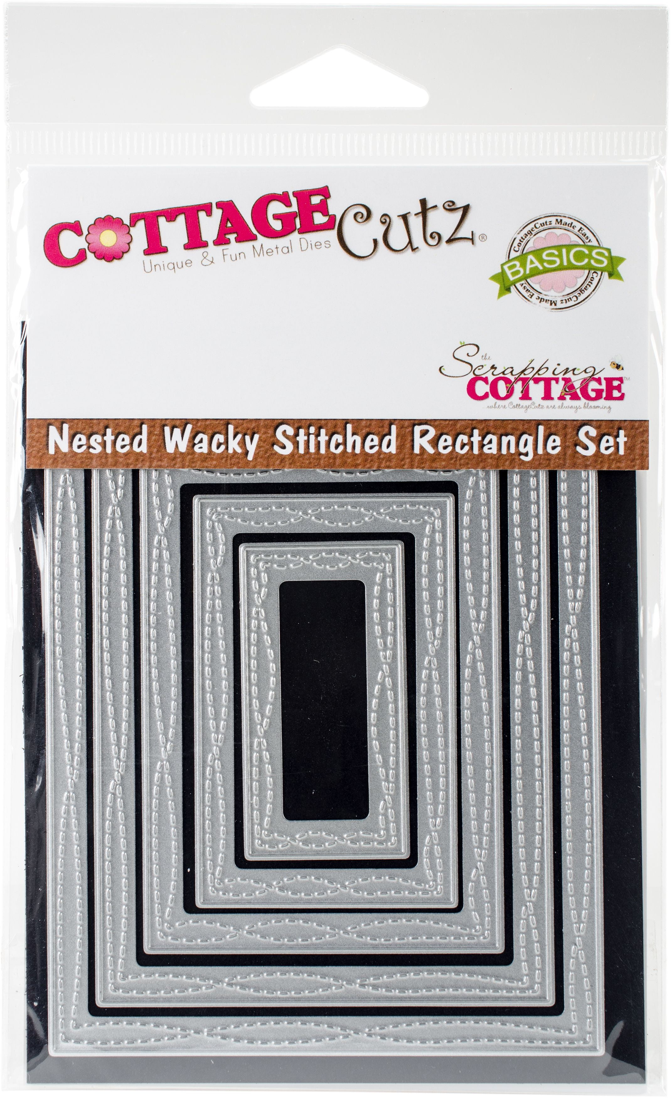 CottageCutz Nested Dies 5/Pkg-Wacky Stitched Rectangle - Walmart.com