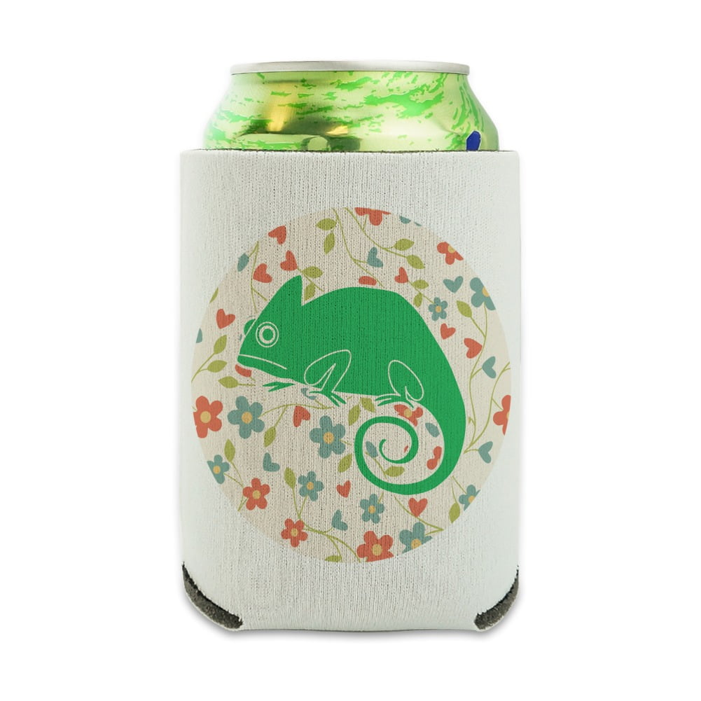Chameleon Floral Wallpaper Can Cooler - Drink Sleeve Hugger Collapsible ...