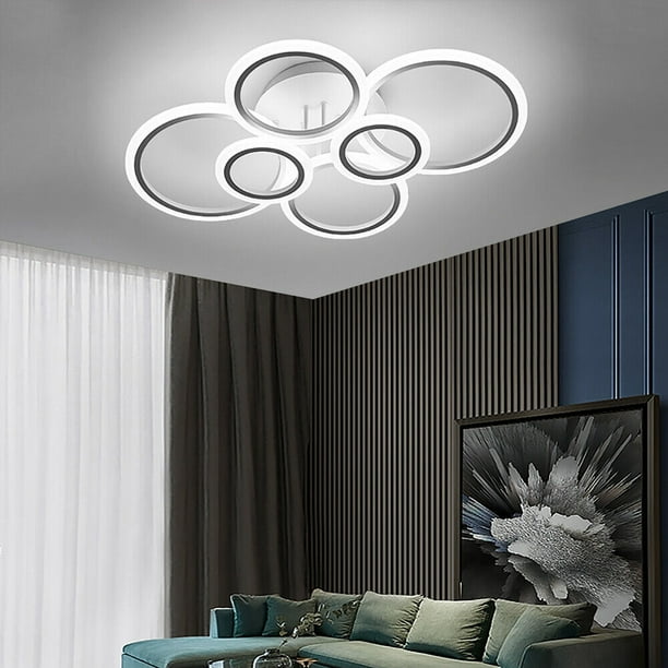 CNCEST 6 Rings Modern Acrylic LED Ceiling Light Living Room Chandelier ...