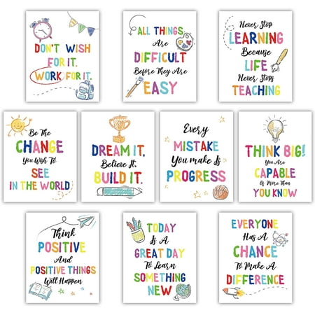 10Pcs Colorful Words Inspirational Quotes Motivational Art Prints ...