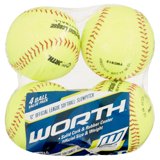 (4 Pack) Worth 12" Yellow Practice Slowpitch Softballs - Walmart.com