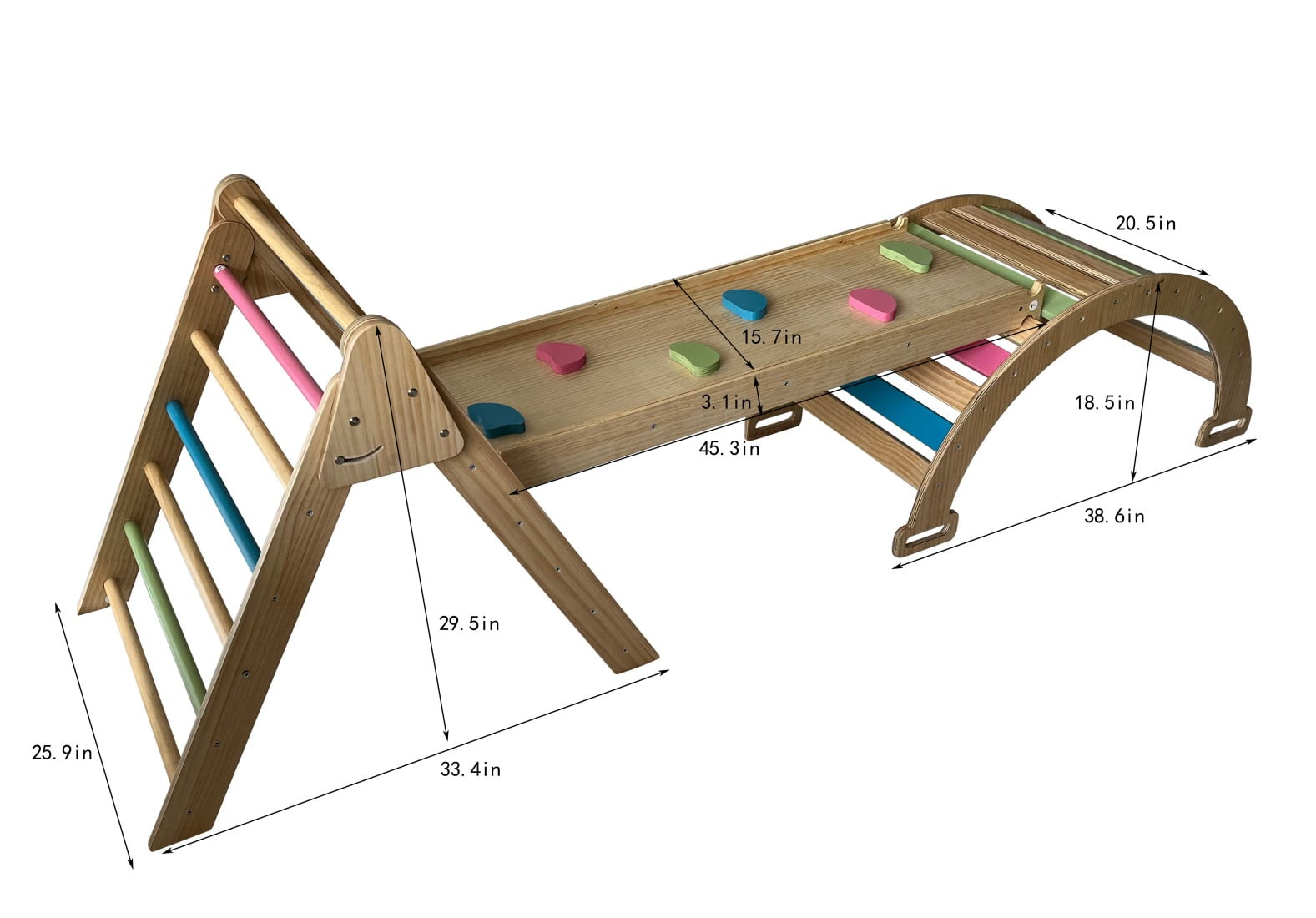 Buy Avenlur Indoor Gym Playset 4-in-1 Foldable Triangle Ladder, Rock ...