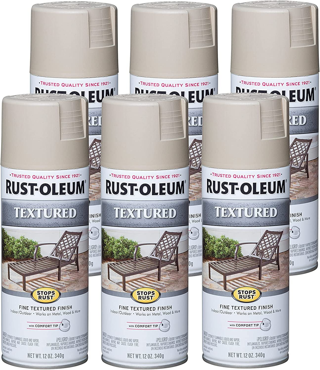 Rust-Oleum 7223830 Stops Rust Textured Spray Paint, 6 Pack, Sandstone ...