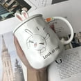 420ml Cartoon Rabbit Coffee Mug Creative Cute Couple Cup with Lid Spoon ...