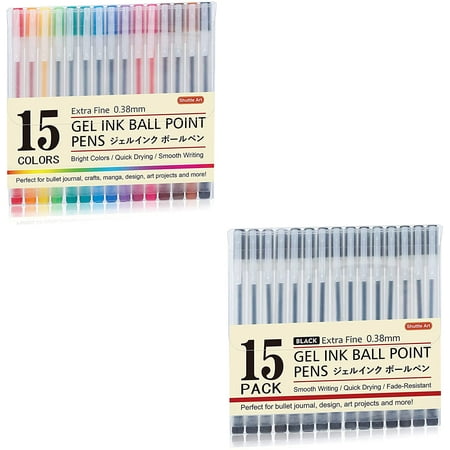 School & Work Supplies Bundle, 15 Colors + 15 Black Japanese Style Pens ...