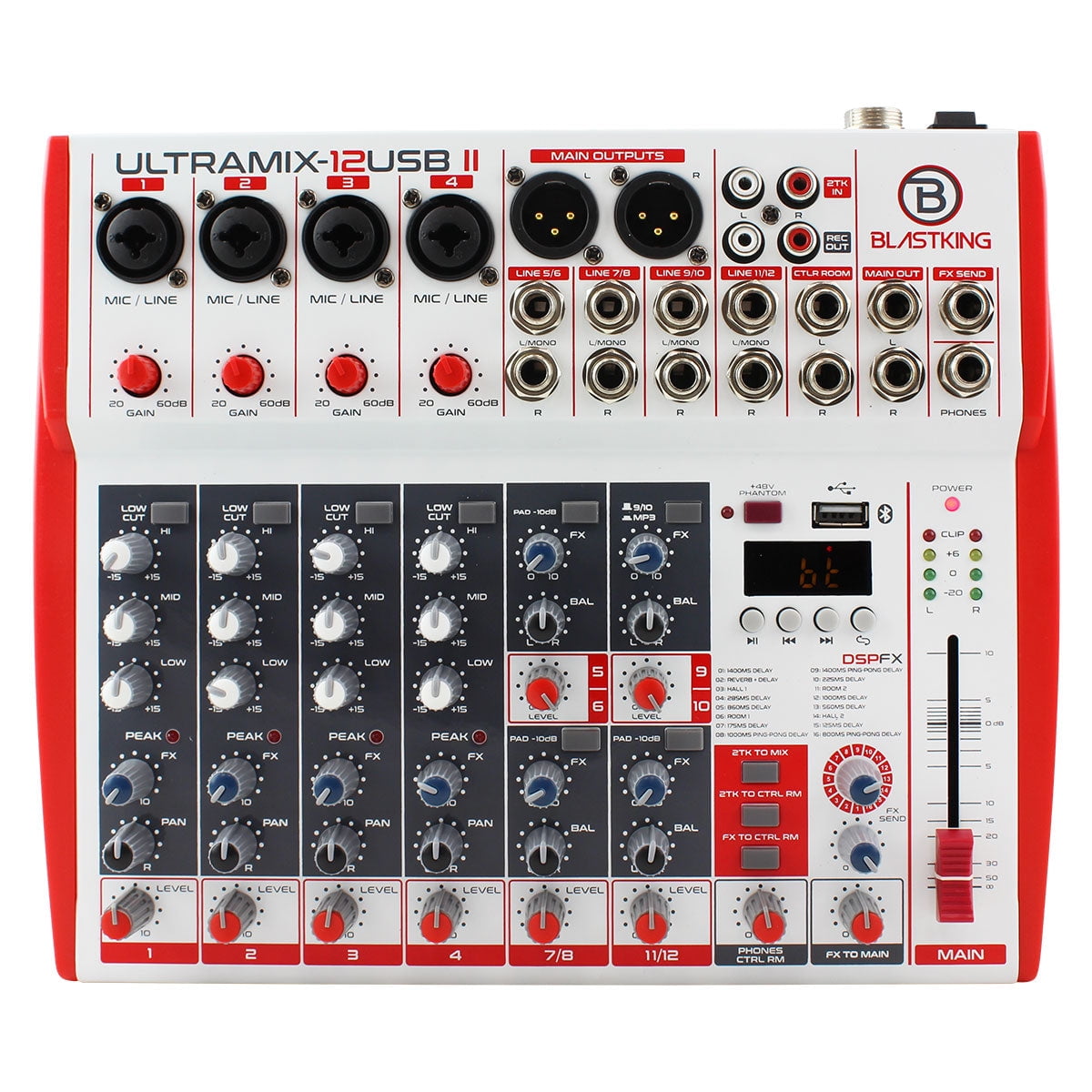 Mezcladora Análoga BLASTKING ULTRAMIX-12USB II Estereo 12 Canales ...