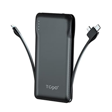 Power Bank Built in USB c cable cord, Portable charger 10000mAh, Slim ...