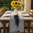 Abstract Art Cotton Linen Table Runner Black Grey Wall Mottled Texture ...