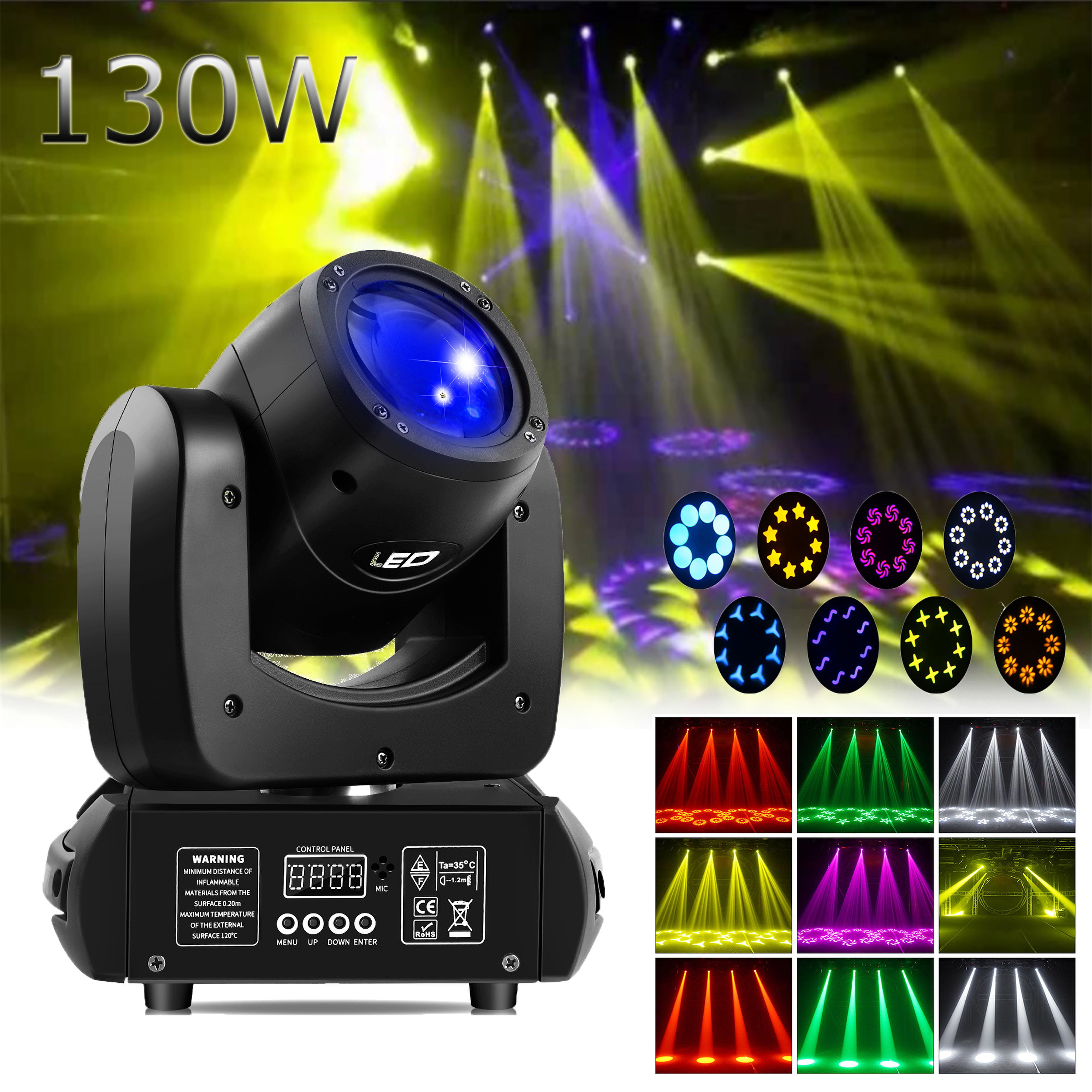 130W LED Moving Head Light RGBW 8 Gobo 8 Beam Stage Spot Lighting DJ ...
