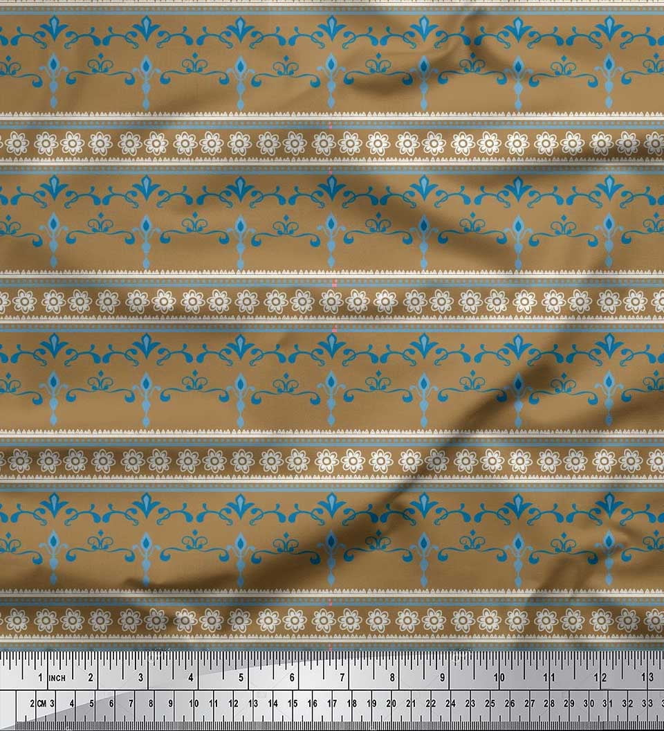 Soimoi Satin Silk Fabric Stripe,Floral & Filigree Damask Printed Craft ...