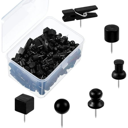 220 Pieces 6 Types Wooden Push Pins for Cork Board Decorative Thumb ...