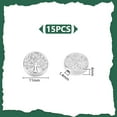 15Pcs 316 Stainless Steel Beads Flat Round with Trinity Knot Tree ...