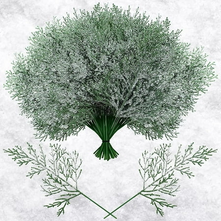 60 Pcs Artificial Snowy Cedar Branches Faux Pine Sprigs Picks Cedar ...