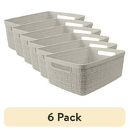 Curver Jute Basket Medium, Resin Plastic Storage Bin, Cool Grey, 4 Pack ...