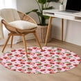 3ft Round Rug Red Strawberry Area Rugs for Living Room Bedroom Washable ...