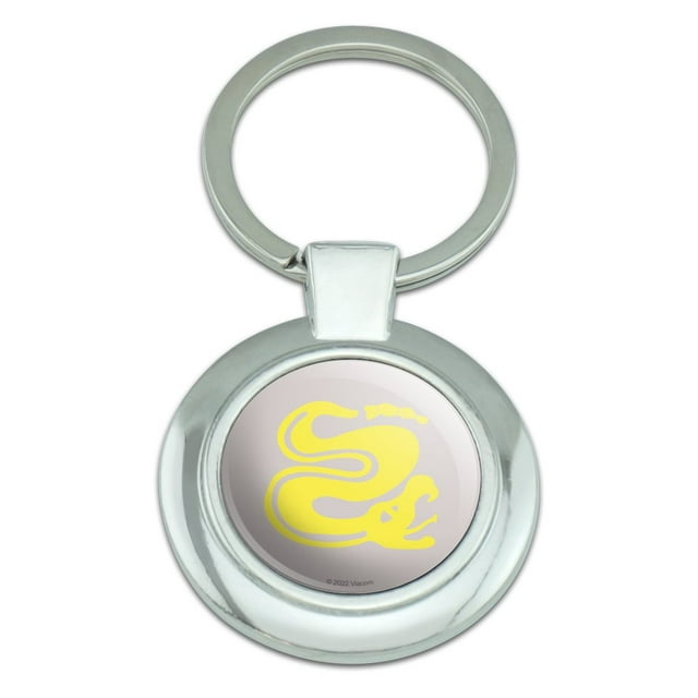 Hidden Temple Silver Snakes Keychain Classy Round Chrome Plated Metal ...