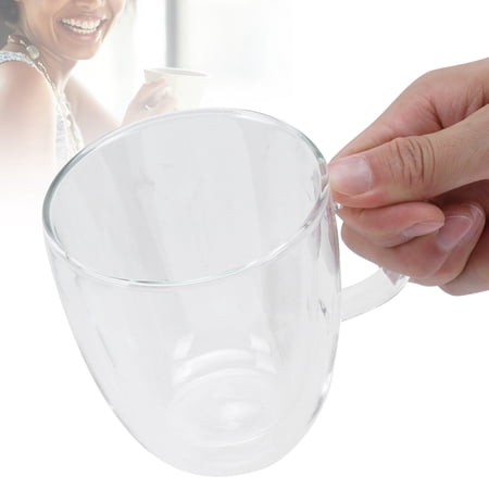 Double Wall Cup With Handle Transparent Glass Coffee Mug For Hot Cold ...