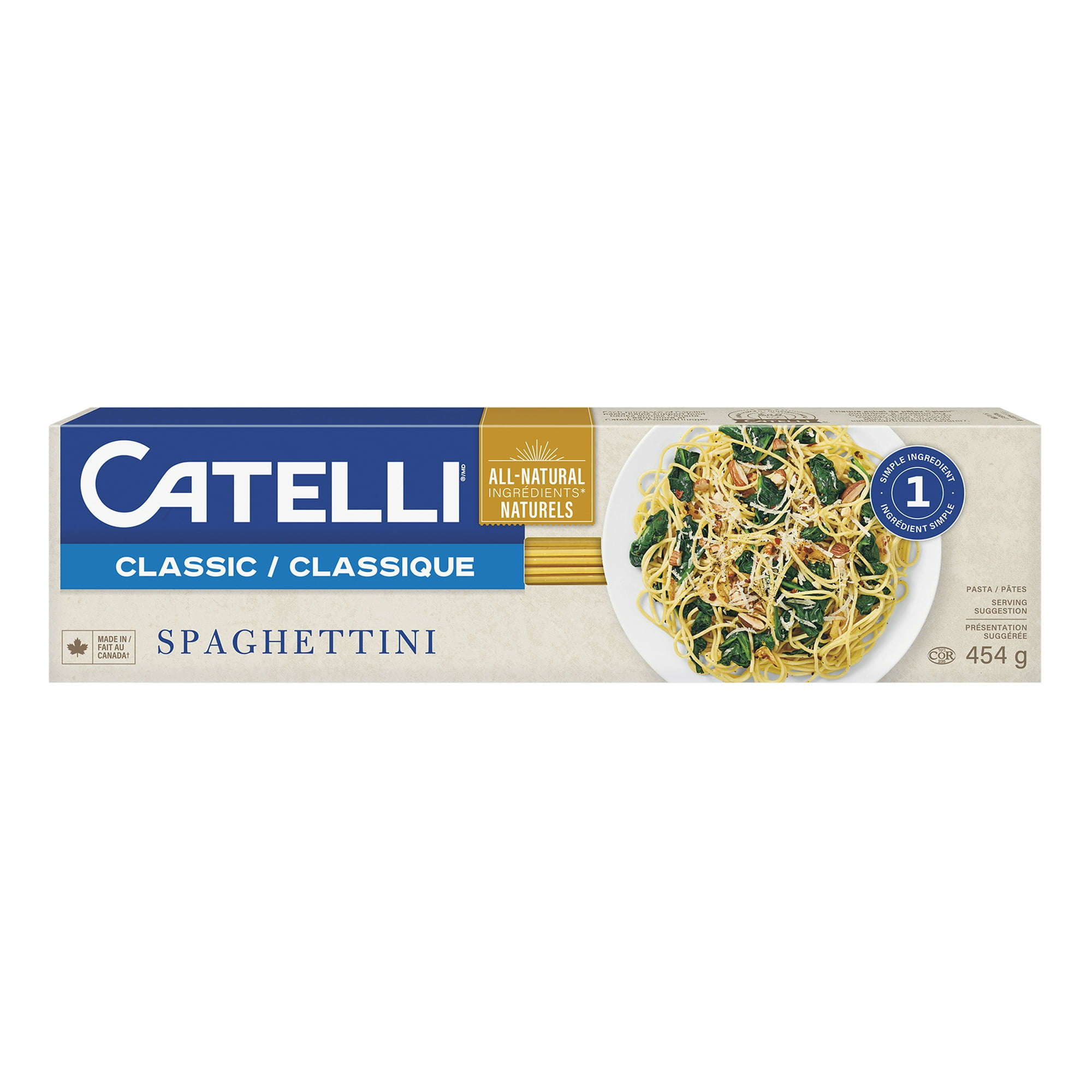 Click here for Catelli Classic All-Natural Spaghettini Pasta 454g prices