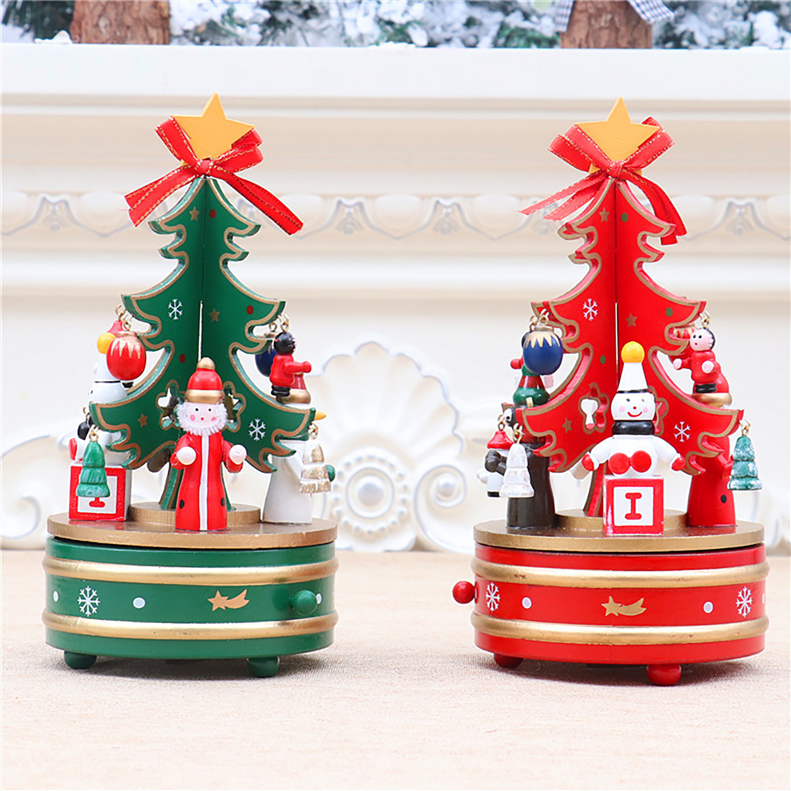 Eye-catching Wood Christmas Themed Music Box - Adorable Desktop ...