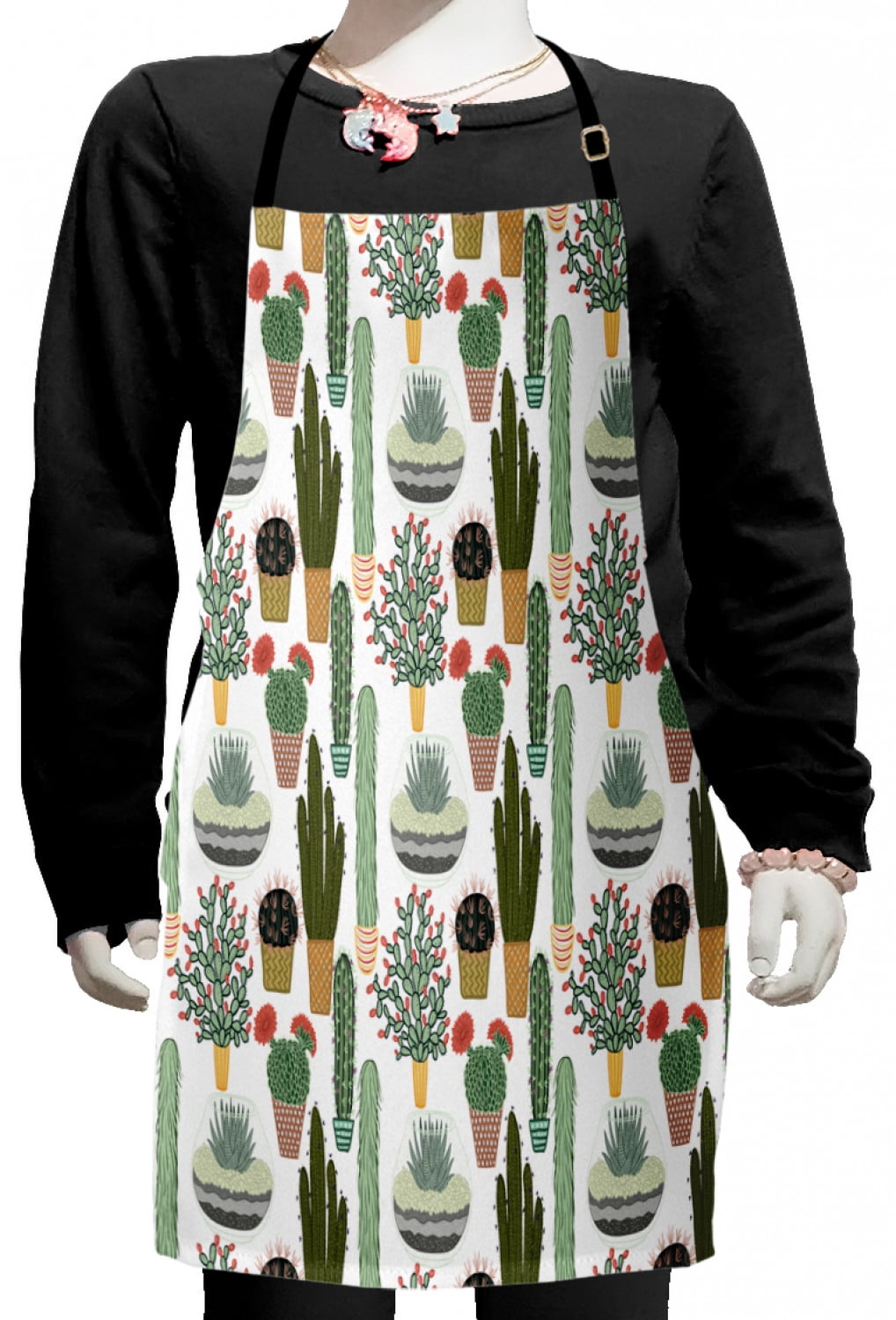 Cactus Kids Apron, Pattern with Succulent Plants and Cactuses in Pots ...
