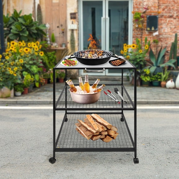 Expert Grill Outdoor BBQ Prep Cart with Wheels, Stainless Steel Top ...