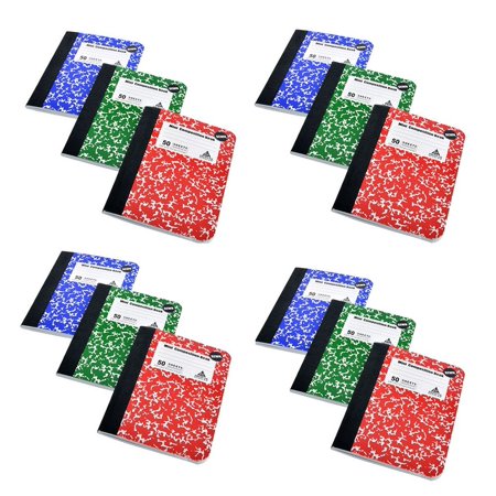 Mini Marble Composition Books (4 packs of 3) - 12 Count (4 Red, 4 Green ...
