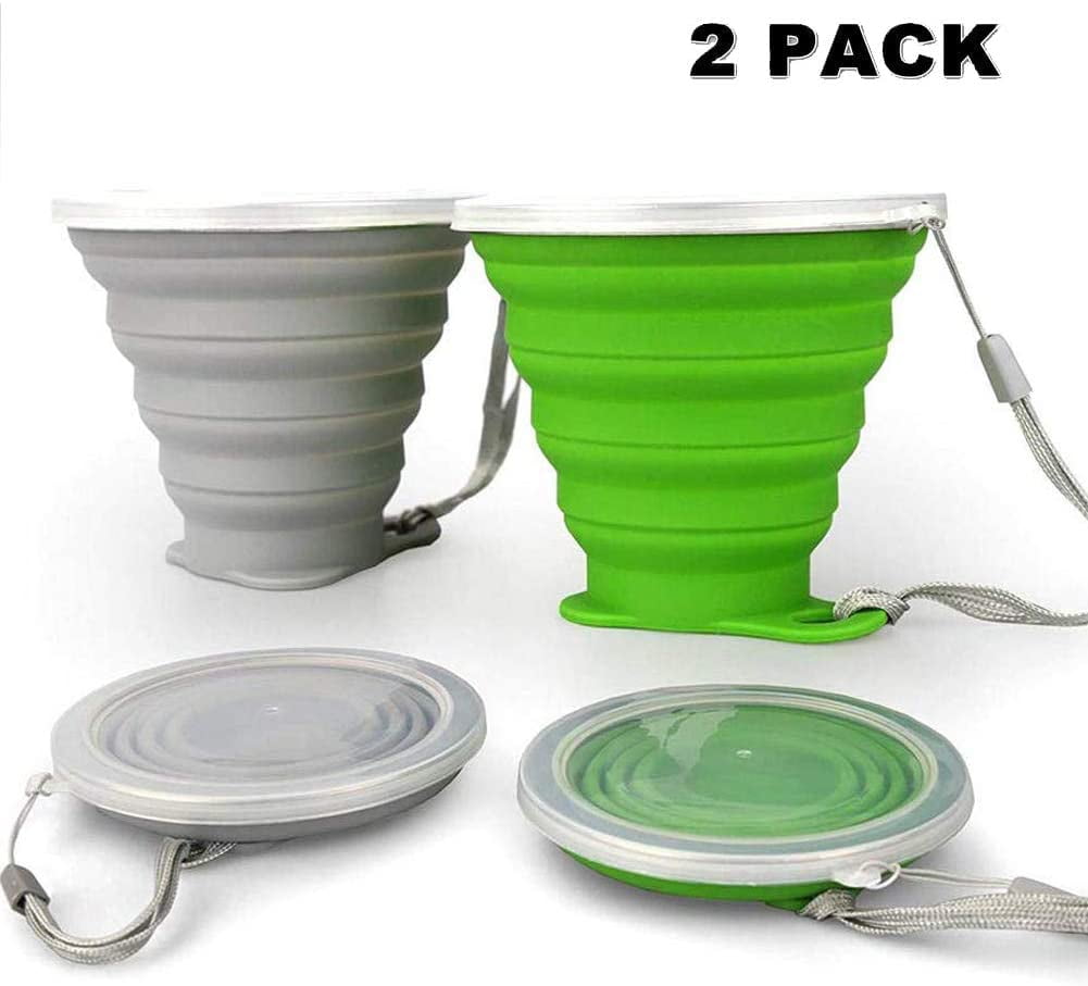 Silicone Collapsible Travel Cup, Silicone Folding Camping Cup with Lids ...