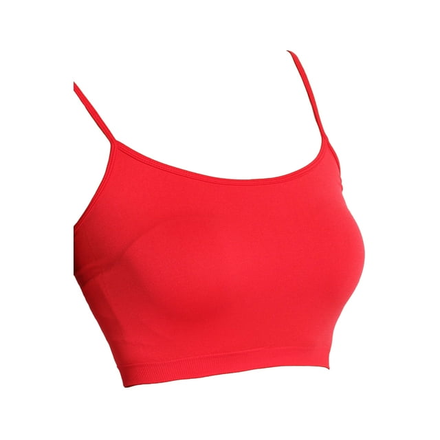 Themogan Womens Seamless Spaghetti Strap Bra Top Stretch Cami Bandeau