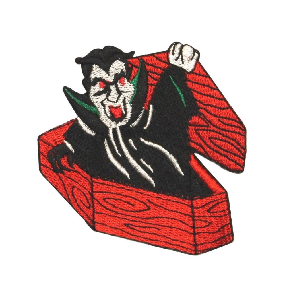 ID 0888 Vampire In Coffin Patch Halloween Dracula Embroidered Iron On ...