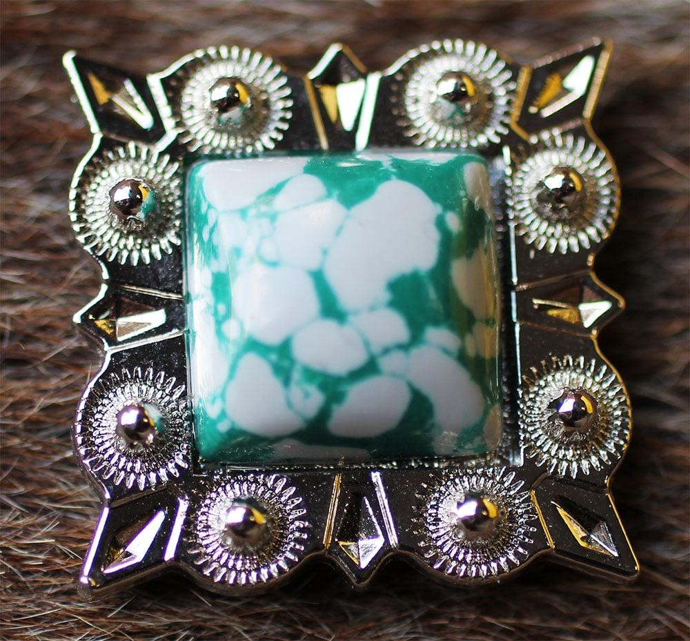 4 Concho Conchos Stone Horse Saddle Western Berry Turquoise Bridle Tack ...