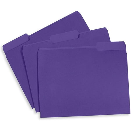 Supplies Purple File Folders, Letter Size, 1/3 Cut Tab, Color, Great ...