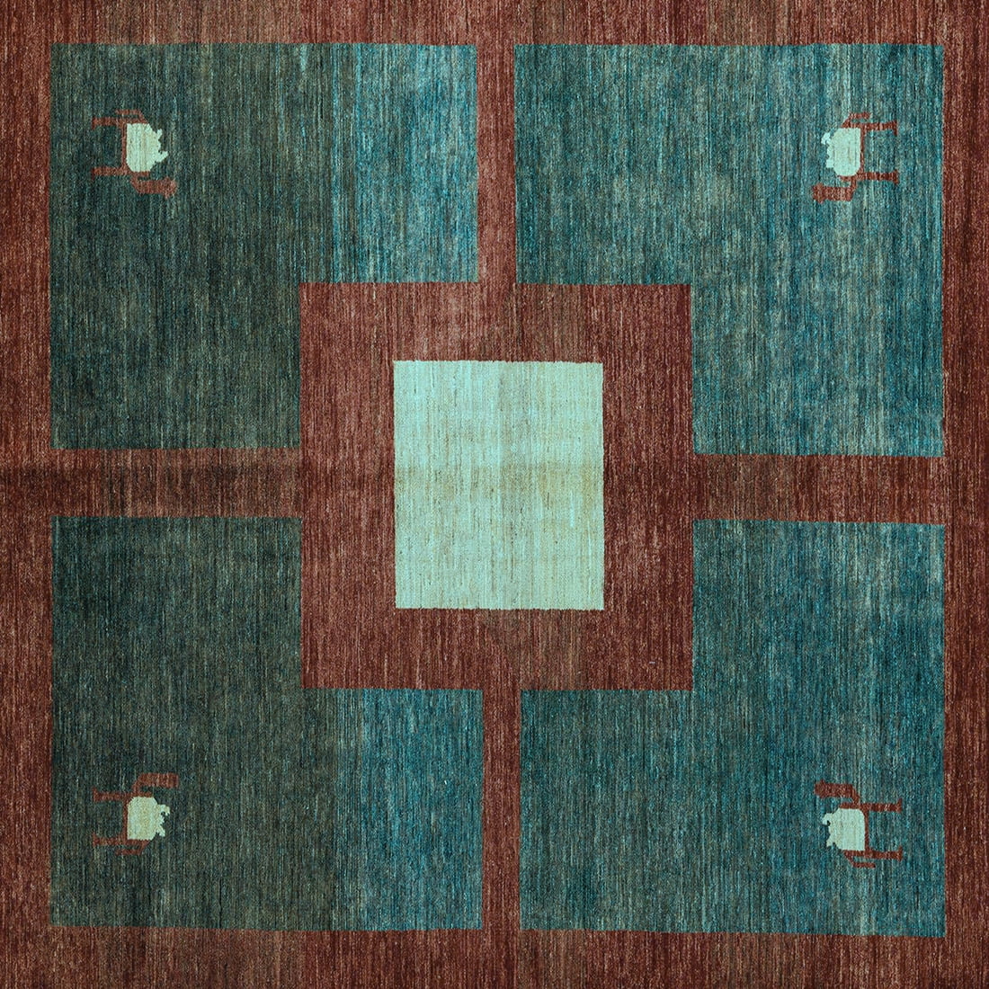 Ahgly Company Indoor Square Abstract Light Blue Modern Area Rugs, 4 ...