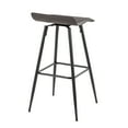 30" Contemporary Fixed-Height Stool in Black Steel and Faux Leather ...