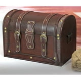 Antique Style Wood And Leather Trunk With Round Top - Walmart.com