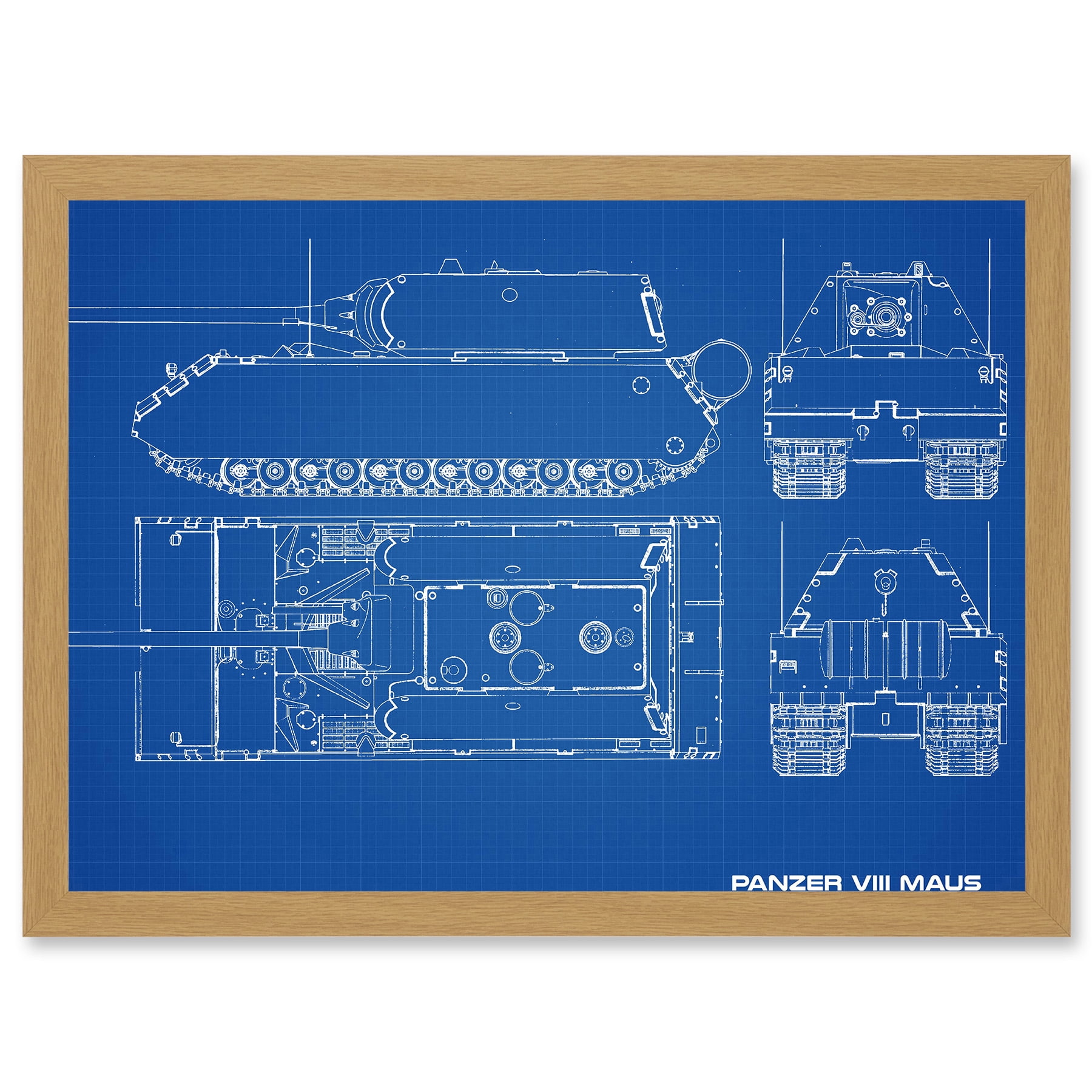 Military Panzer VIII Maus Super-Heavy Tank Blueprint Plan Artwork ...