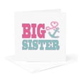 3drose, Big Sister Cute Anchor and Heart Rope Pink and Aqua, 6 Greeting ...
