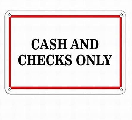 Cash Checks Only Business Sign Feature Department Sign Tin Notice Sign ...
