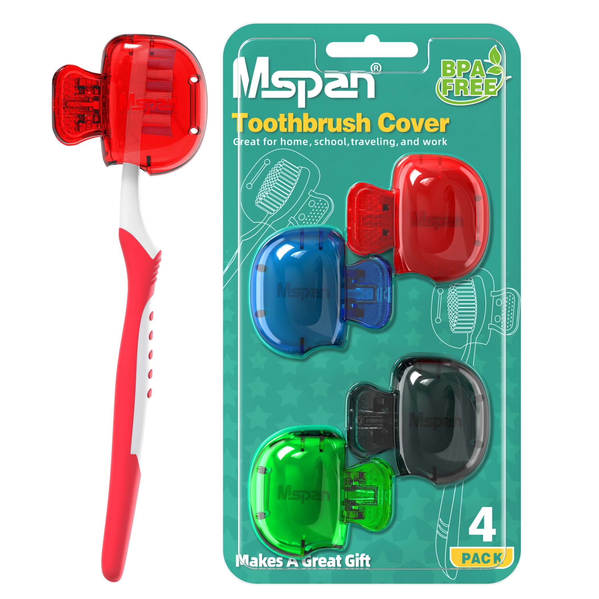 Mspan Toothbrush Head Cover Cap: Toothbrush Protector Brush Pod Case ...